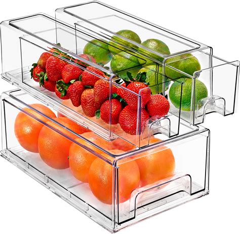 Sorbus Fridge Drawers Clear Stackable Pull Out