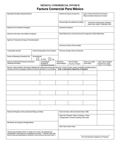 Printable Customs Declaration Form Mexico Vytt