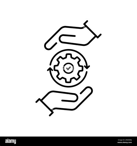 thin line implement or operation process icon concept of project