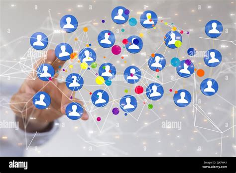 A 3d Rendering Of Human Icons With Hand Tapping On It From Behind