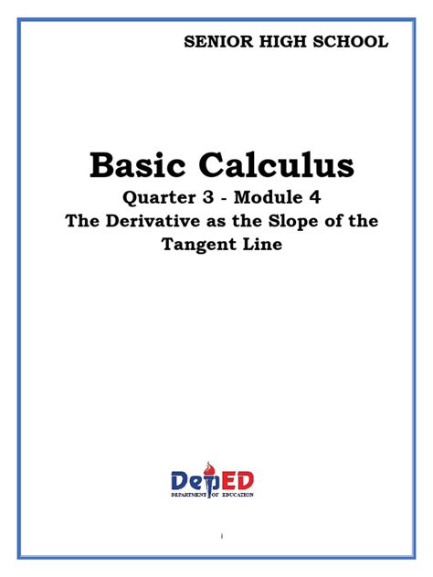 Basic Calculus The Derivative As The Slope Of The Tangent Line Download Free Pdf Tangent