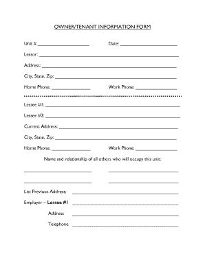 Tenant Information Sheet Fill And Sign Printable Template Online Hot Sex Picture