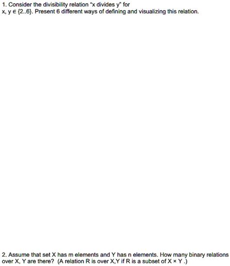 solved consider the divisibility relation x divides y for x y € 2 6