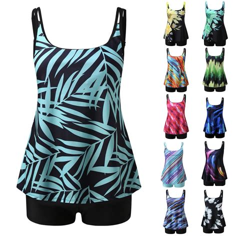 Nxmzxb Two Piece Tankini Swimsuits For Women Plus Size Retro Printed