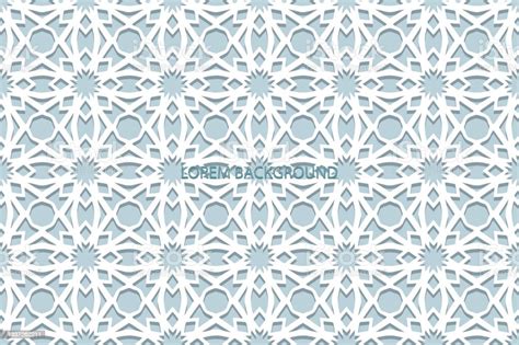 기하학적 볼륨 볼록 스닉 화이트 3d 패턴 엠보싱 추상 파란색 배경 종이 효과를 잘라냅니다 동양 인도네시아어 아라베스크 스타일의 아시아 동기 0명에 대한 스톡 벡터 아트 및