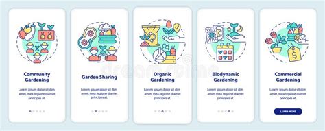 Types Of Gardening Onboarding Mobile App Screen Stock Vector Illustration Of Idea Design