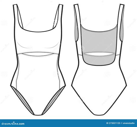 Swimsuit Bodysuit Technical Fashion Illustration One Piece Swimsuit