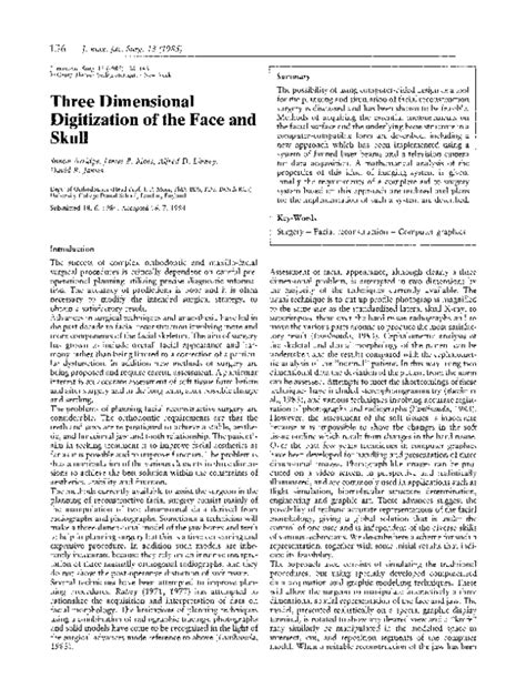 Pdf Three Dimensional Digitization Of The Face And Skull Alf Linney
