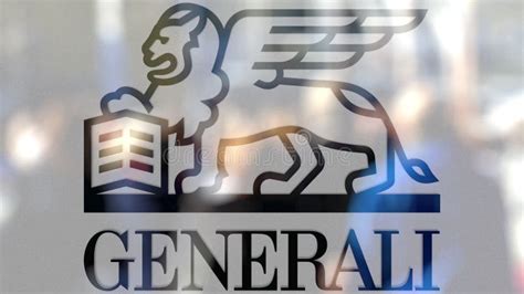 Generali Group Logo On The Glass Against Blurred Business Center Editorial 3d Rendering