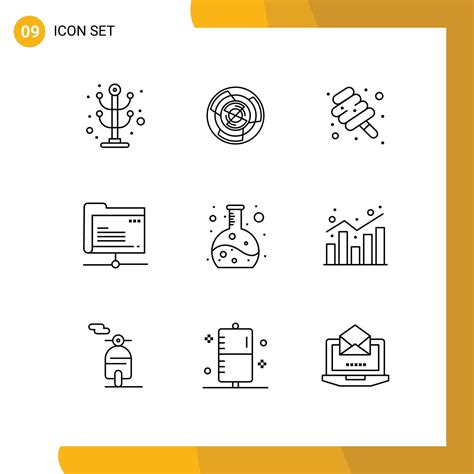 Pictogram Set Of 9 Simple Outlines Of Server Data Labyrinth Candy Marshmallow Editable Vector