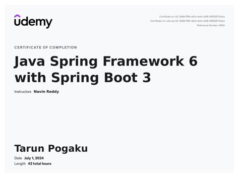 Completed Java Spring Framework 6 Course On Udemy Tarun Pogaku Posted
