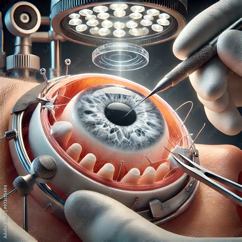 Eye Anatomy 3d Process Of Cataract Surgery Surgeon Using Small Tool To Remove Cloudy Lens