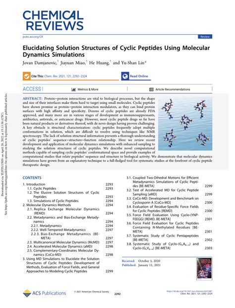 Pdf Elucidating Solution Structures Of Cyclic Peptides Using