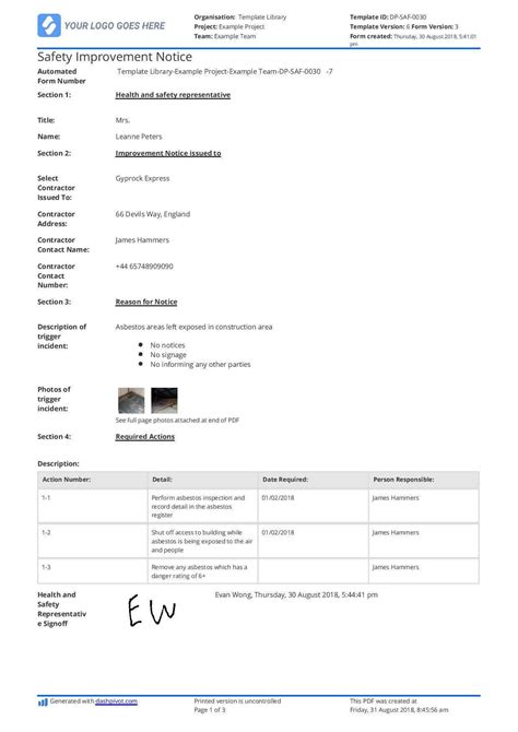 Hse Report Template