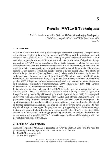 Pdf Parallel Matlab Techniques