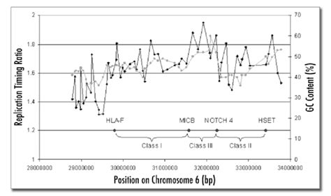 Replication Timing Profile Black And Gc Content Grey Of The Mhc