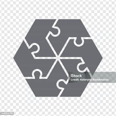 회색의 간단한 아이콘 퍼즐입니다 웹 사이트 디자인 앱 Ui에 대한 투명한 배경에 6 가지 요소의 간단한 아이콘 육각형 퍼즐 Eps10 0명에 대한 스톡 벡터 아트 및 기타