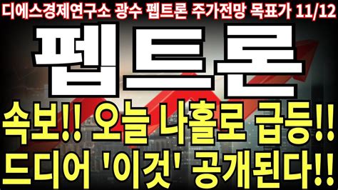 펩트론 주가전망 속보 오늘 나홀로 급등 드디어 이것 공개된다 Feat 디에스경제연구소 광수 목표가 Youtube
