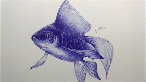 رسم سمكة قلم جاف ازرق Youtube
