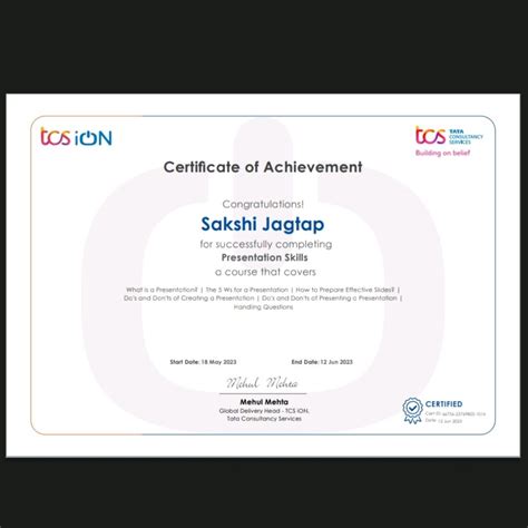 Sakshi Jagtap On Linkedin Digitalearning Upskilling Presentationskills Tcsion