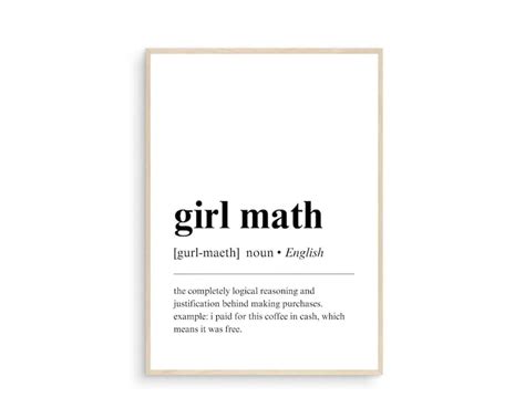 Girl Math Definition Print Funny Gag Ts For Her Feminist Office