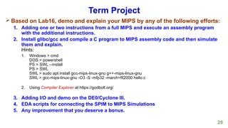 HDL MIPS CPU Design Using Verilog Pptx Operating Systems Computer Software And Applications