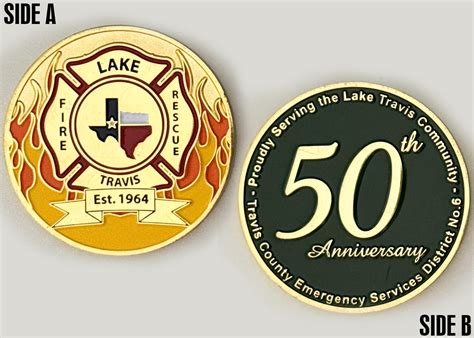 Lake Travis Fire Rescue 50th Anniversary Challenge Coin Collectible ~16