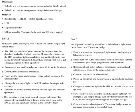 Solved Objectives To Build And Test An Analog Sensor Chegg