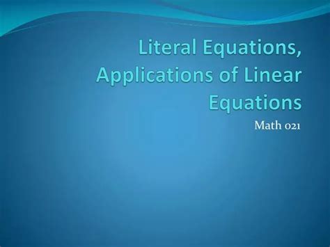 PPT Literal Equations Applications Of Linear Equations PowerPoint Presentation ID 3060373