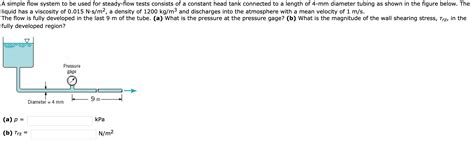 Solved A Simple Flow System To Be Used For Steady Flow Tests Chegg