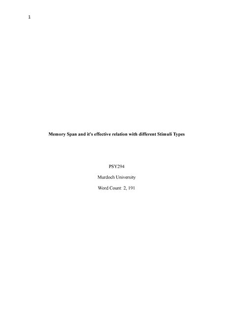 PSY294 Lab Report Memory Span And It S Effective Relation With Different Stimuli Types PSY