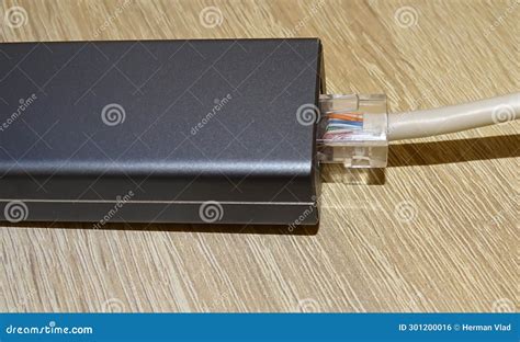 Internet Cable Connected To A Multi Functional USB C Hub Station Ethernet Stock Photo Image
