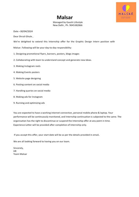 shruti ghule on linkedin internship graphicdesigner offerletter