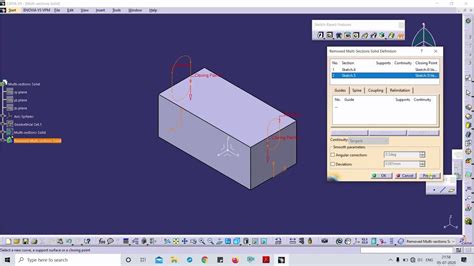 Multi Section Solid Command Catia V5 Tutorial Part Design Youtube