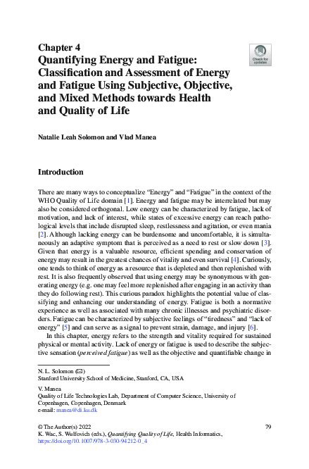 Pdf Quantifying Energy And Fatigue Classification And Assessment Of