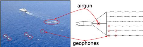 A Prospecting Ship Gathering Data The Array Of Airguns Is Marked With Download Scientific