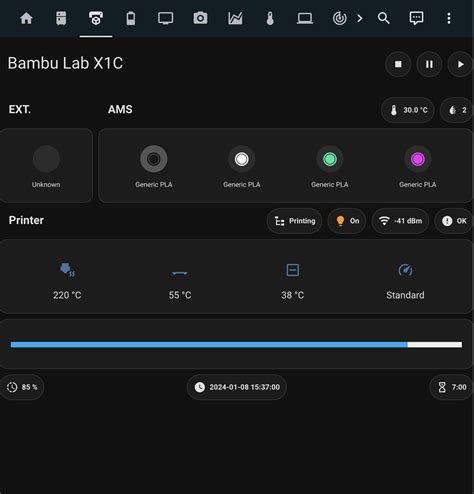 my bambu lab x1c dashboard and automations dashboards and frontend home