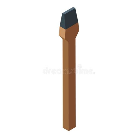 Chisel Tool For Carpentry Isometric Icon Illustrating Carving Stock