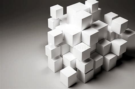 Three Dimensional Figure Of White Cubes As 3d Render Abstract Geometric Background Generative