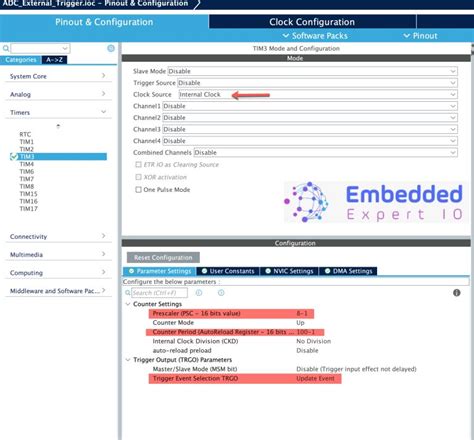 stm32 adc application part 6 external trigger using timers embeddedexpertio