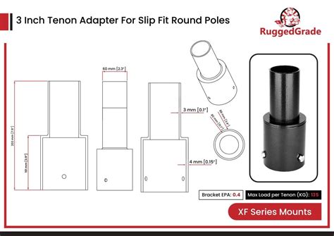 Xf Series Tenon Adapter 3 Inch Round Pole For Round Pol