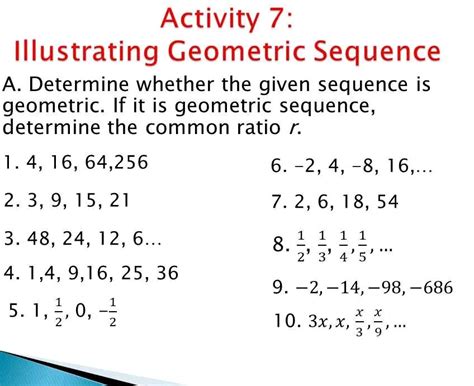 Activity Illustrating Geometric Sequence A StudyX