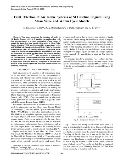 Pdf Fault Detection Of Air Intake Systems Of Si Gasoline Engines Using Mean Value And Within