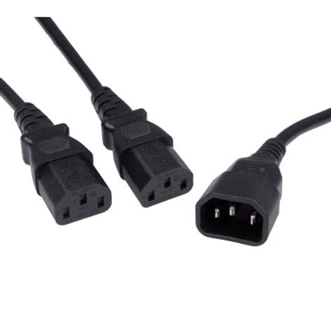 IEC C14 Male Plug To 2 X C13 Female Dual C13 Socket Power Extension Y Splitter Adapter Cable