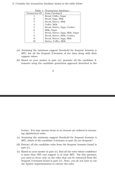 3 Consider The Transaction Database Shown In The