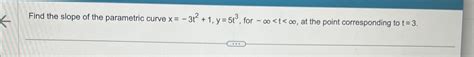 Solved Find The Slope Of The Parametric Curve