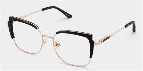 Black Thin Frame Glasses With Metal Material