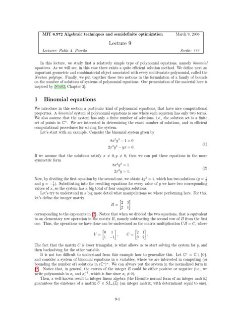 Lecture 09 Pdf Matrix Mathematics Equations