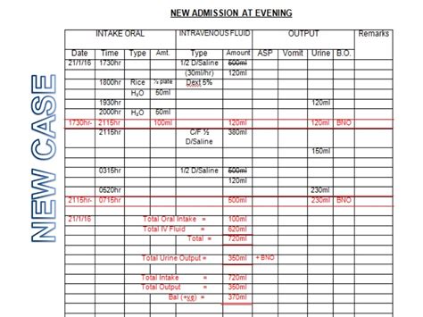 Intake Output Chart Guidelines