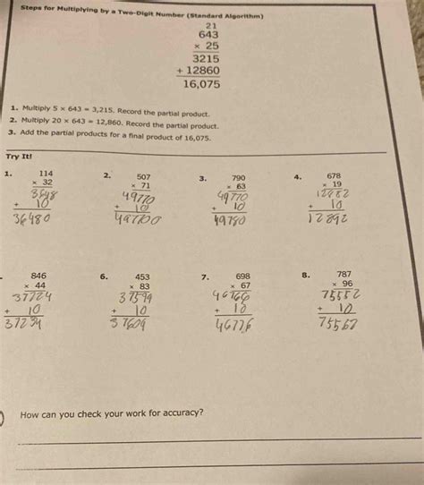 Solved Steps For Multiplying By A Two Digit Number Standard Algorithm